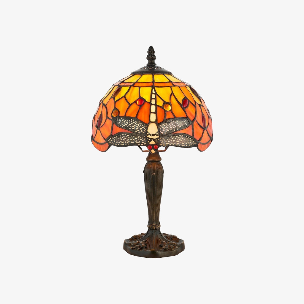 TF Dragonfly Hand-Cut Table Lamp – Vintage Stained Glass for Bedroom o ...